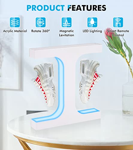 Upgraded Levitating Shoe Display Stand, LED Floating Shoe Display, Smart Phone Remote Control for Shoe Weight <550g Magnetic Levitating Sneaker Stand for Shoes Collectors Advertising Exhibition Shoe