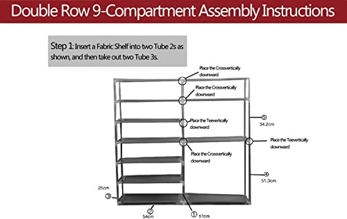 Shoe Rack Storage Organizer, Double Rows 9 Lattices Free Standing Shoe Organizer Portable Boots Rack Shoe Cabinet with Dustproof Nonwoven Fabric Cover for Entryway Home Living Room