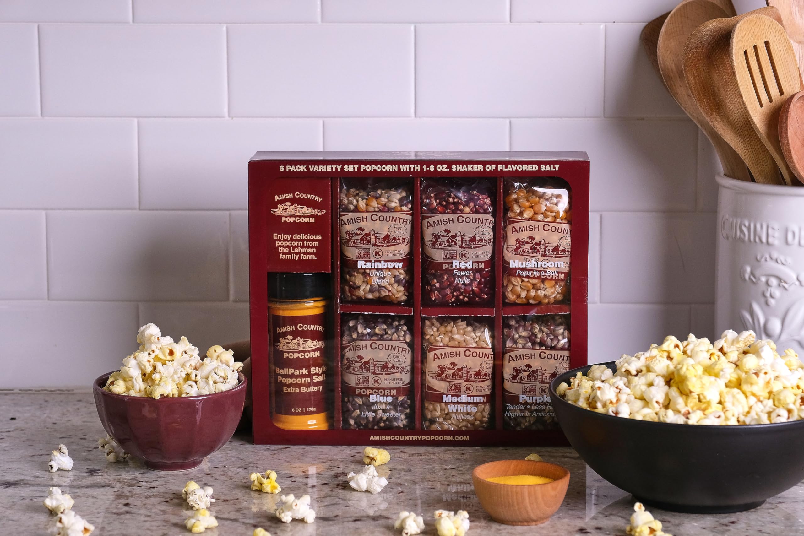 Amish Country Popcorn | Popcorn Kernel Variety Set with ButterSalt | 6-4 oz Bags | Old Fashioned, Non-GMO and Gluten Free