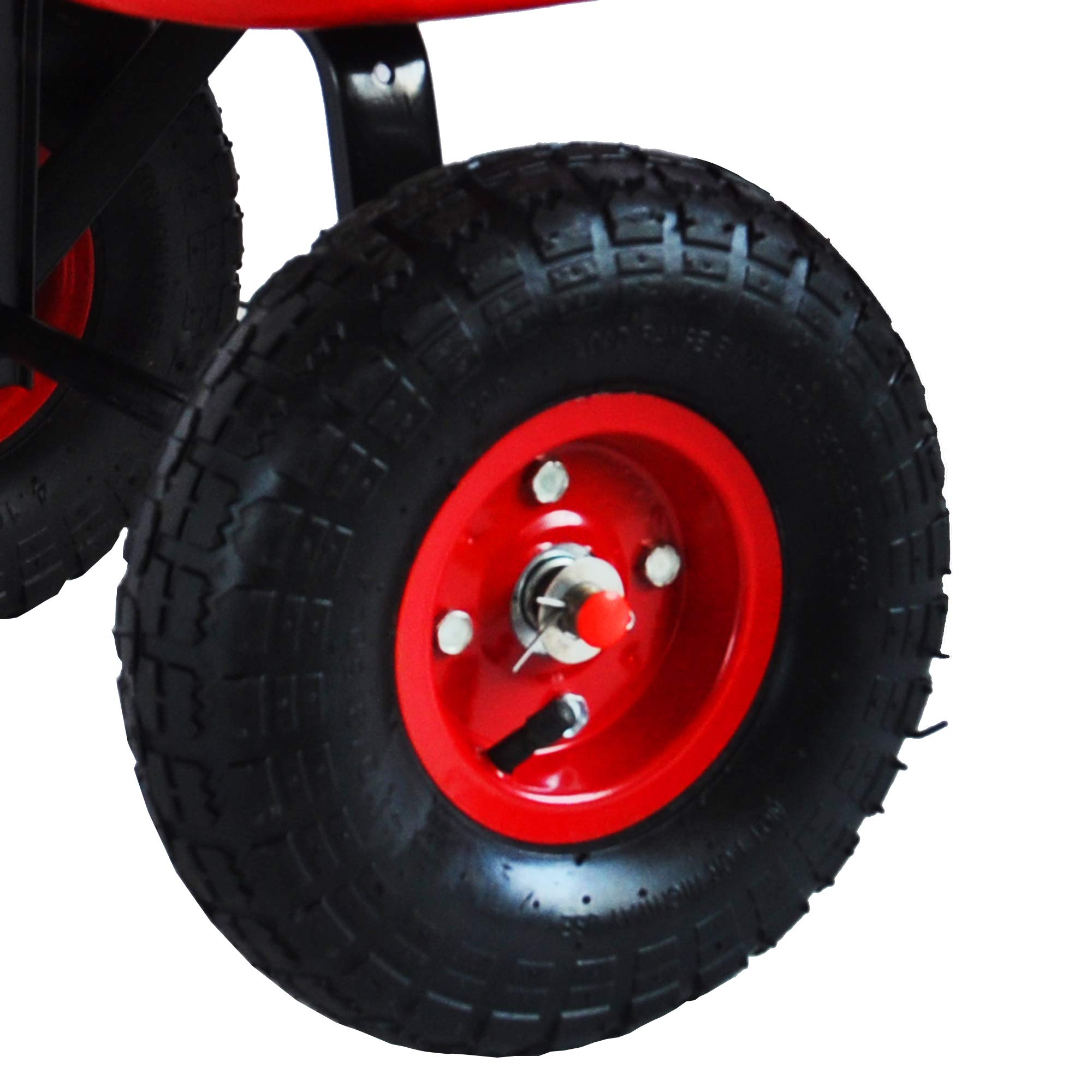 Knocbel Utility Wagon All Terrain Rolling Cart with 24.8" Pulling Handle, Removable Wood Panel, Steel Frame & Pneumatic Tires on 10" Wheels for Shopping Outdoor Patio Garden Beach (Red)