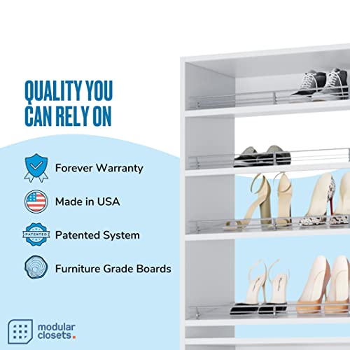 Closet Shelves Tower - Modular Closet System With Shoe Shelves (8) - Corner Closet System - Closet Organizers And Storage Shelves (White, 31.5 inches Wide) Closet Shelving