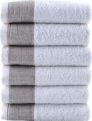 LUNASIDUS Venice 100-percent Luxury Turkish Combed Cotton Jacquard 6-Piece Washcloths (Beige)