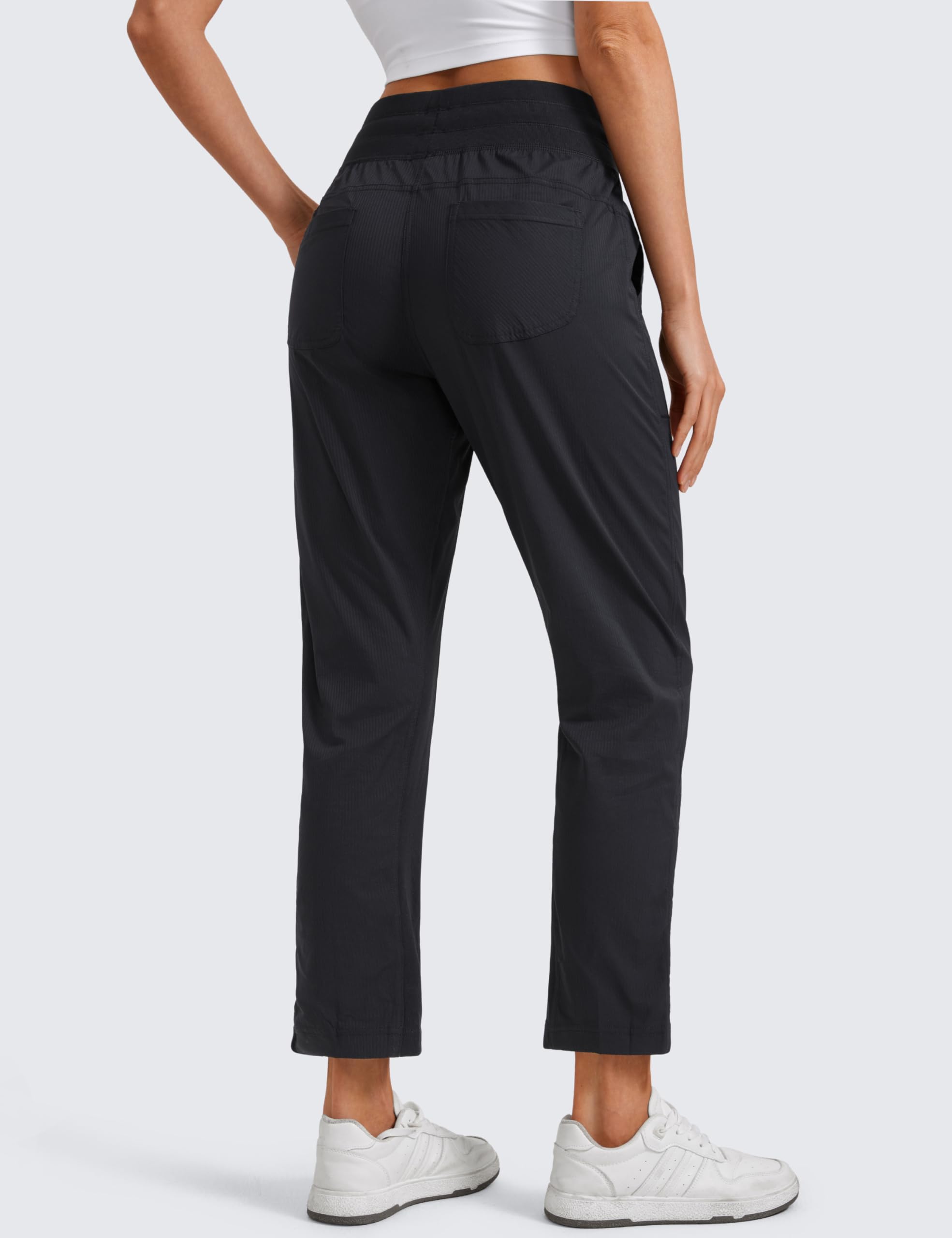 CRZ YOGA Womens Casual 7/8 Pants 27" - Lightweight Workout Outdoor Athletic Track Travel Lounge Joggers Pockets Black X-Small