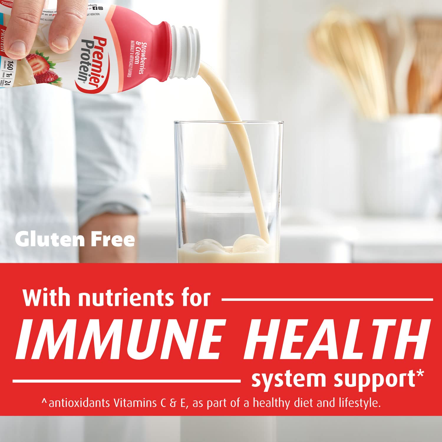 Premier Protein Liquid Protein Shake -24 Vitamins & Minerals/Nutrients to Support Immune Health, Strawberries, 11.5 Fl Oz Bottle (Pack of 12)