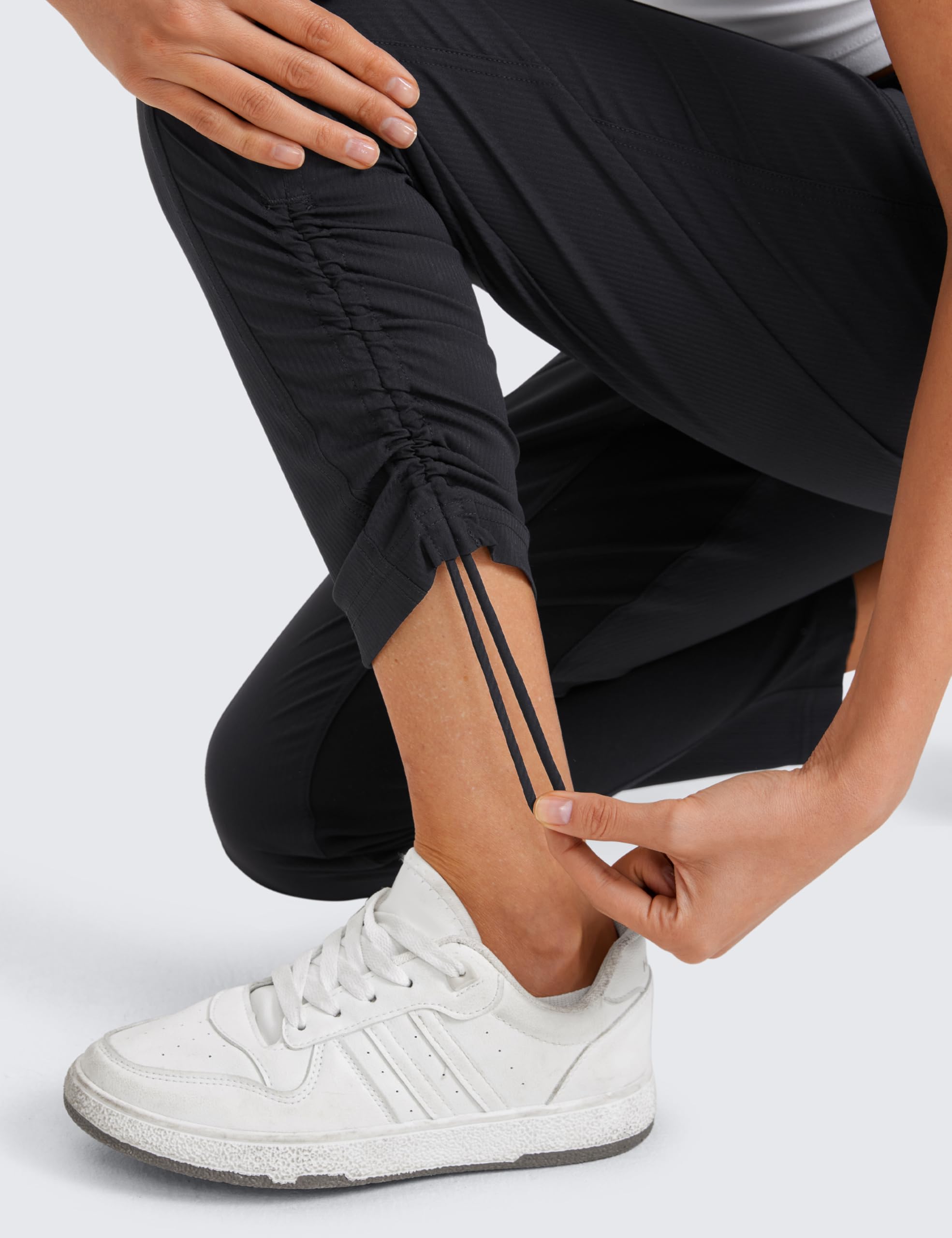 CRZ YOGA Womens Casual 7/8 Pants 27" - Lightweight Workout Outdoor Athletic Track Travel Lounge Joggers Pockets Black X-Small