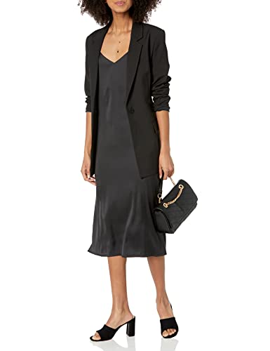 The Drop Women's Ana Silky V-Neck Midi Slip Dress Dress, -Black, XXL