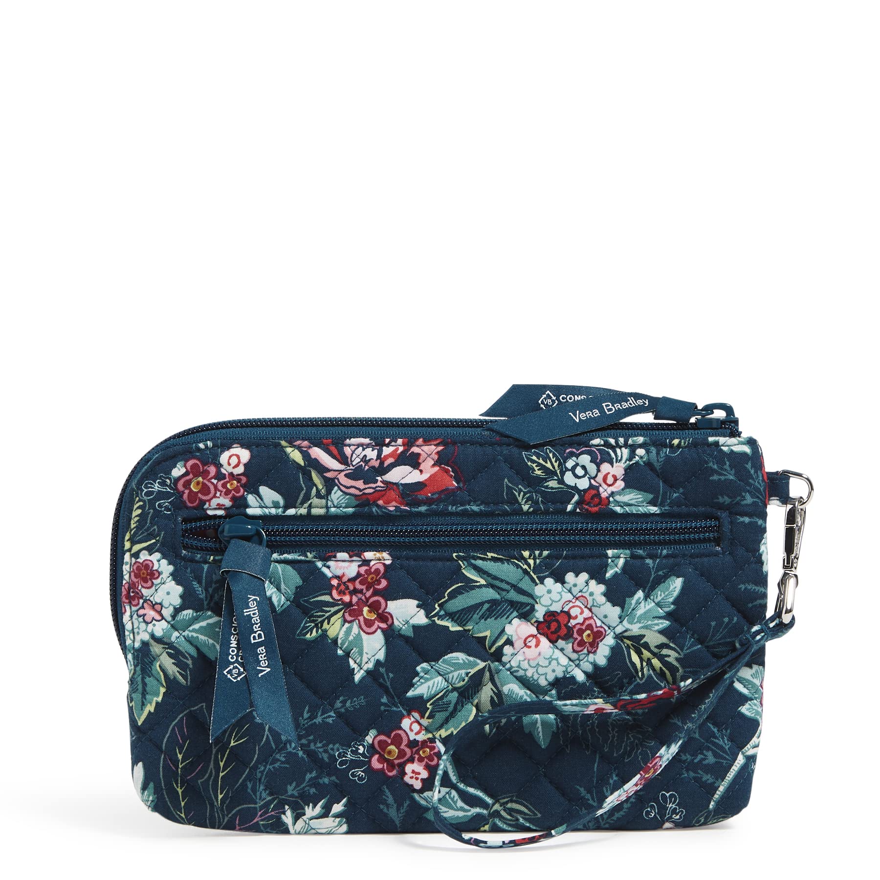Vera Bradley Women's Cotton Wristlet With RFID Protection, Rose Toile - Recycled Cotton, One Size