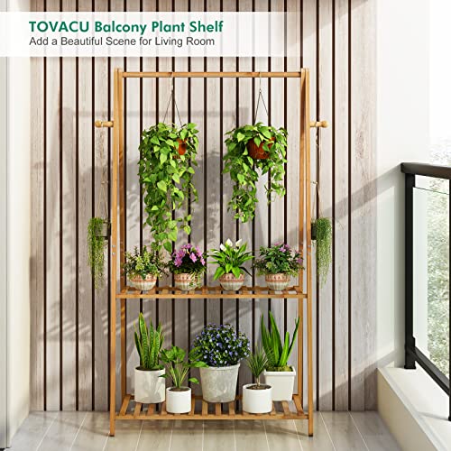 Tovacu Kids Clothing Rack for Hanging Clothes Portable Clothes Rack Wooden Drying Rack Clothing Standing Bamboo Garment Rack with Shelves Laundry Rack for Drying Clothes Indoor