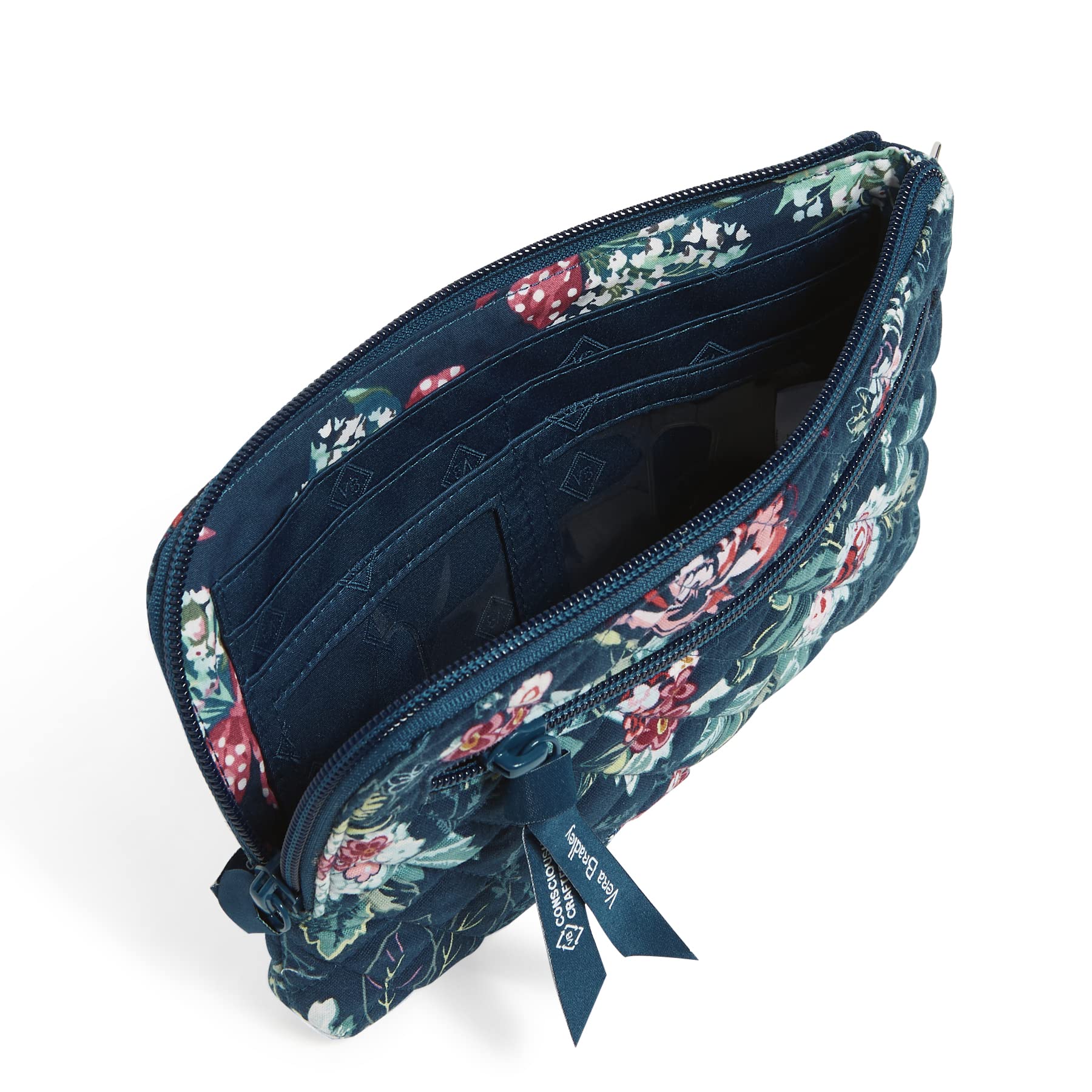 Vera Bradley Women's Cotton Wristlet With RFID Protection, Rose Toile - Recycled Cotton, One Size