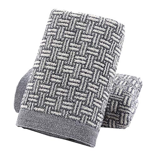 Pidada Hand Towels Set of 2 100% Cotton Checkered Pattern Absorbent Soft Decorative Towel for Bathroom 13.4 x 29.1 Inch (Gray)