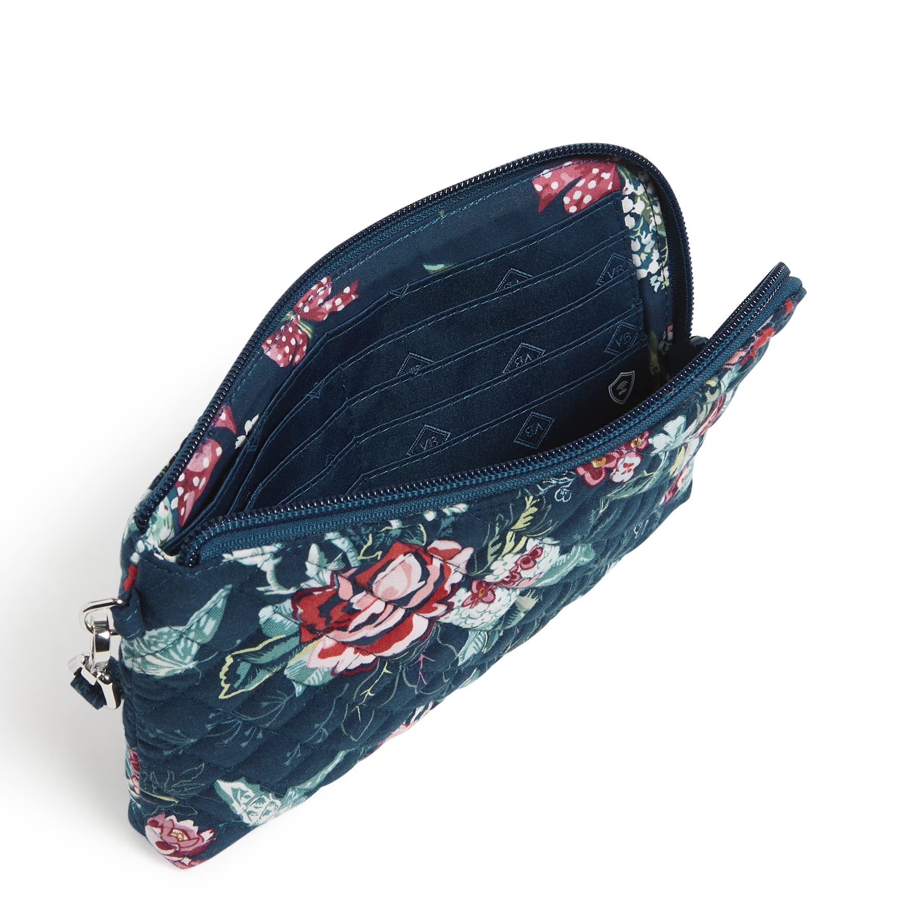 Vera Bradley Women's Cotton Wristlet With RFID Protection, Rose Toile - Recycled Cotton, One Size