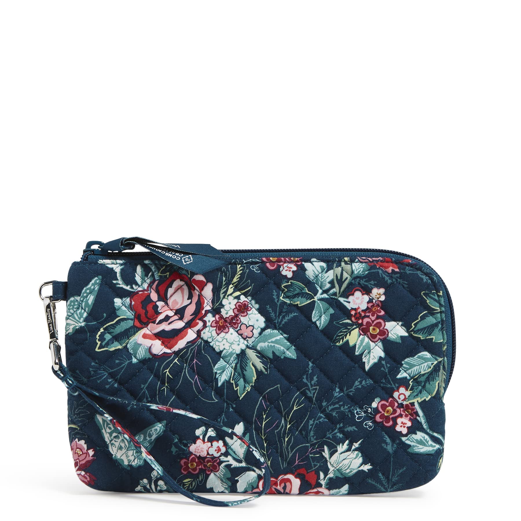 Vera Bradley Women's Cotton Wristlet With RFID Protection, Rose Toile - Recycled Cotton, One Size
