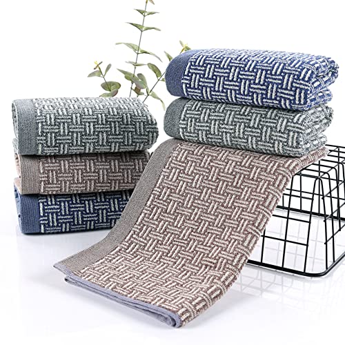 Pidada Hand Towels Set of 2 100% Cotton Checkered Pattern Absorbent Soft Decorative Towel for Bathroom 13.4 x 29.1 Inch (Gray)