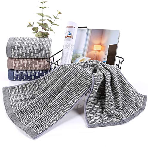 Pidada Hand Towels Set of 2 100% Cotton Checkered Pattern Absorbent Soft Decorative Towel for Bathroom 13.4 x 29.1 Inch (Gray)