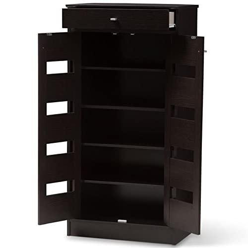 BOWERY HILL Contemporary Shoe Cabinet in Wenge Brown
