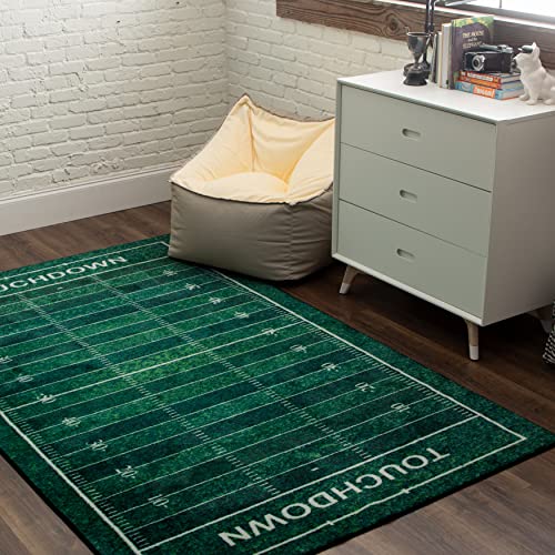 Mohawk Home Kids Sports Playroom Area Rug, Football Yards Green (8' x 10')