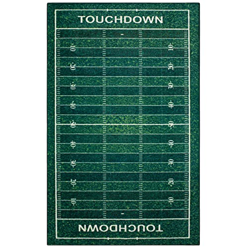 Mohawk Home Kids Sports Playroom Area Rug, Football Yards Green (8' x 10')