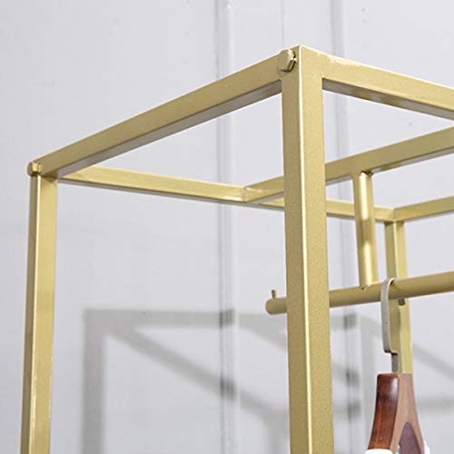 FURVOKIA Clothes Retail Heavy Duty Metal Garment Racks,Clothing Store Hanger Storage Shelves,Floor-Standing Display Rack (Gold Square Tube, 75" H)