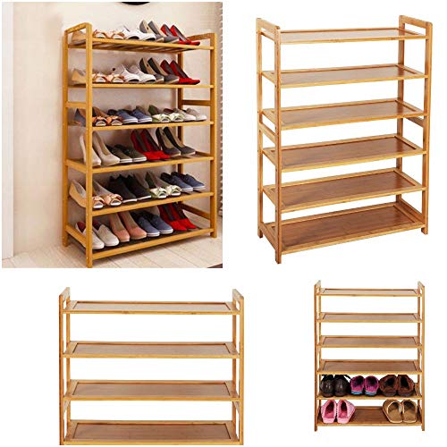 New 6 Tier Natural Wood Bamboo Shelf Entryway Storage Shoe Rack Home Furniture