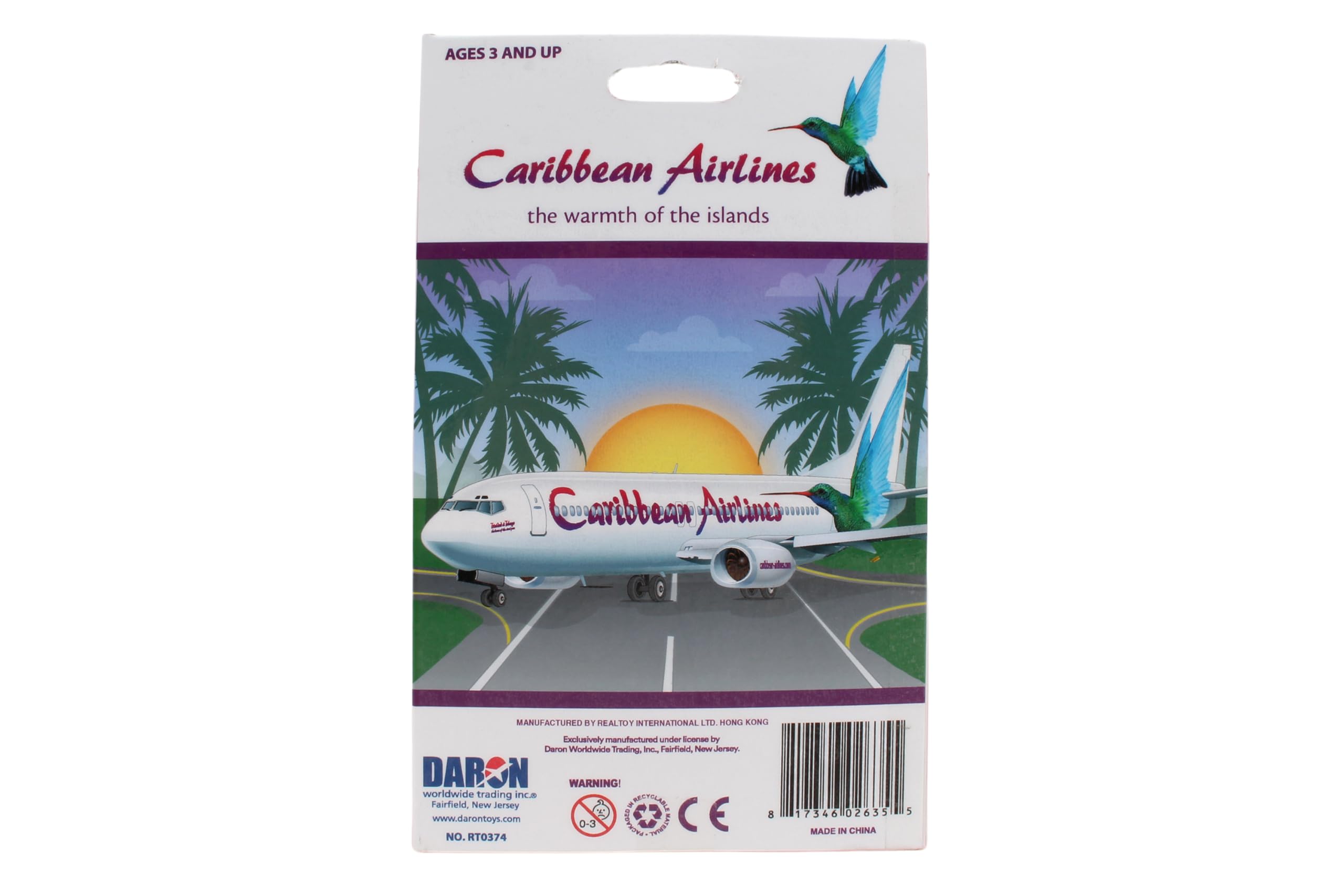 Daron Toy Airplane β Caribean 737 β Die-Cast Metal Model Airplane Toy with Plastic Parts for Kids Ages 3+