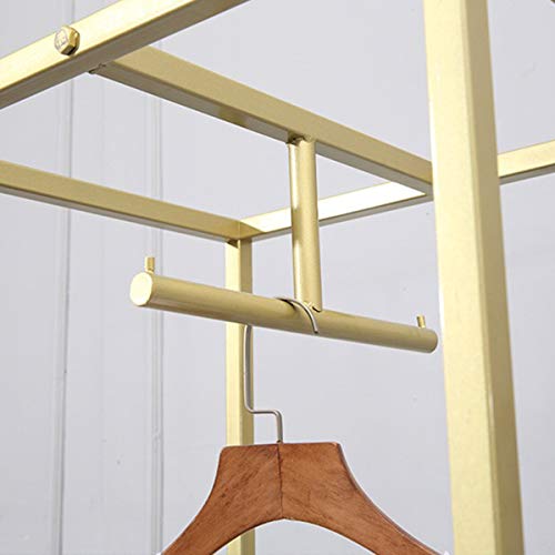 FURVOKIA Clothes Retail Heavy Duty Metal Garment Racks,Clothing Store Hanger Storage Shelves,Floor-Standing Display Rack (Gold Square Tube, 75" H)