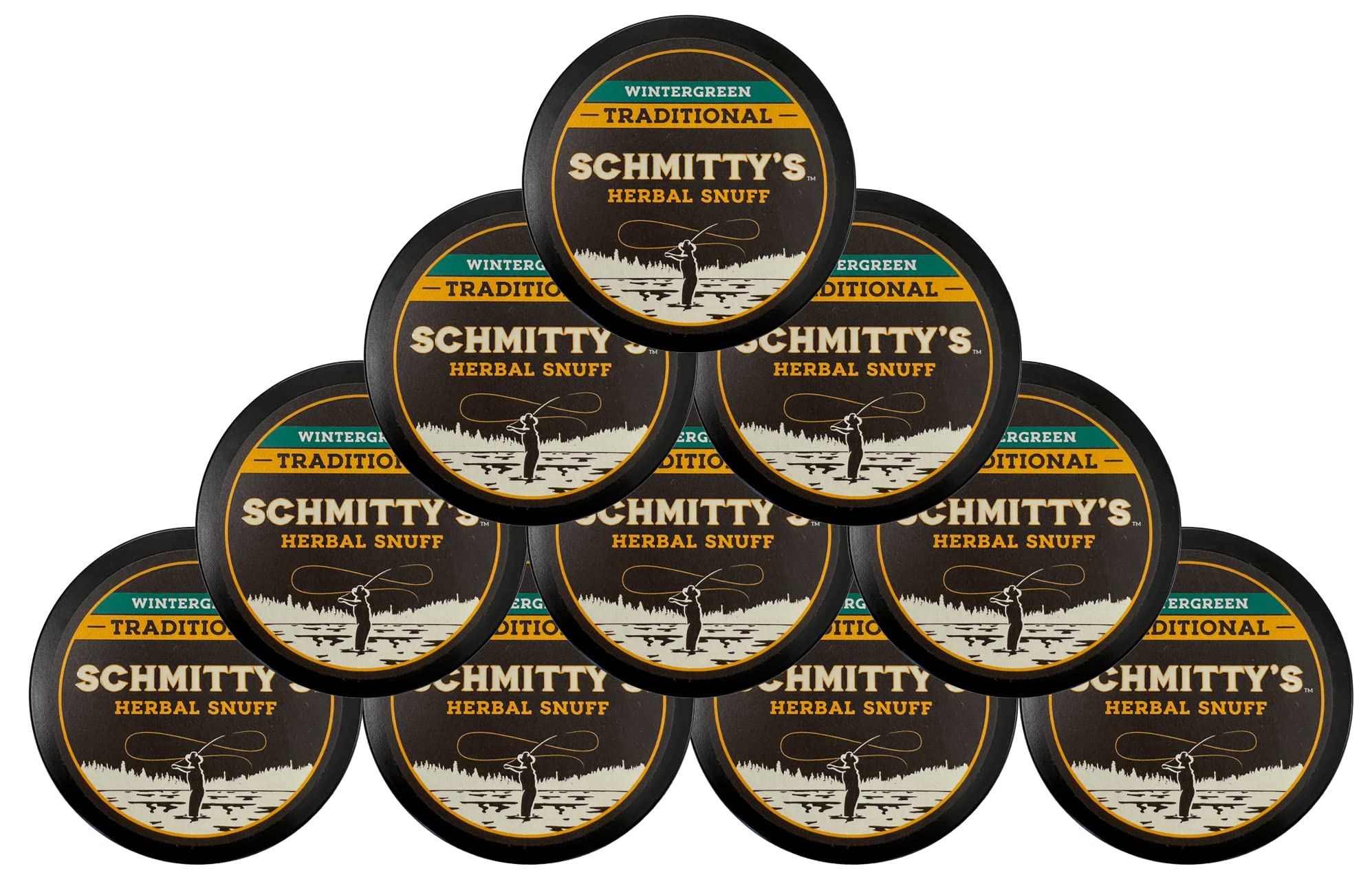 Schmitty's Herbal Snuff Wintergreen 10 Cans with DC Crafts Nation Skin Can Cover - Cowboy