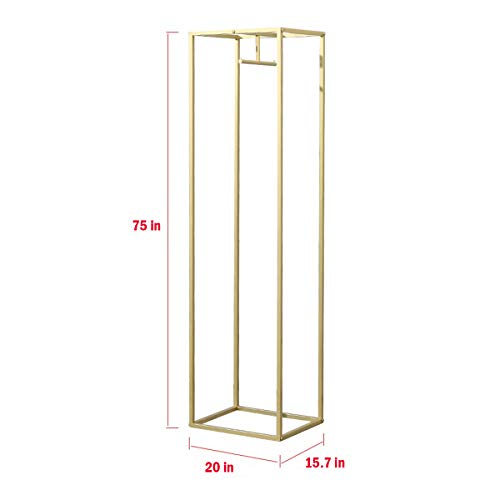 FURVOKIA Clothes Retail Heavy Duty Metal Garment Racks,Clothing Store Hanger Storage Shelves,Floor-Standing Display Rack (Gold Square Tube, 75" H)