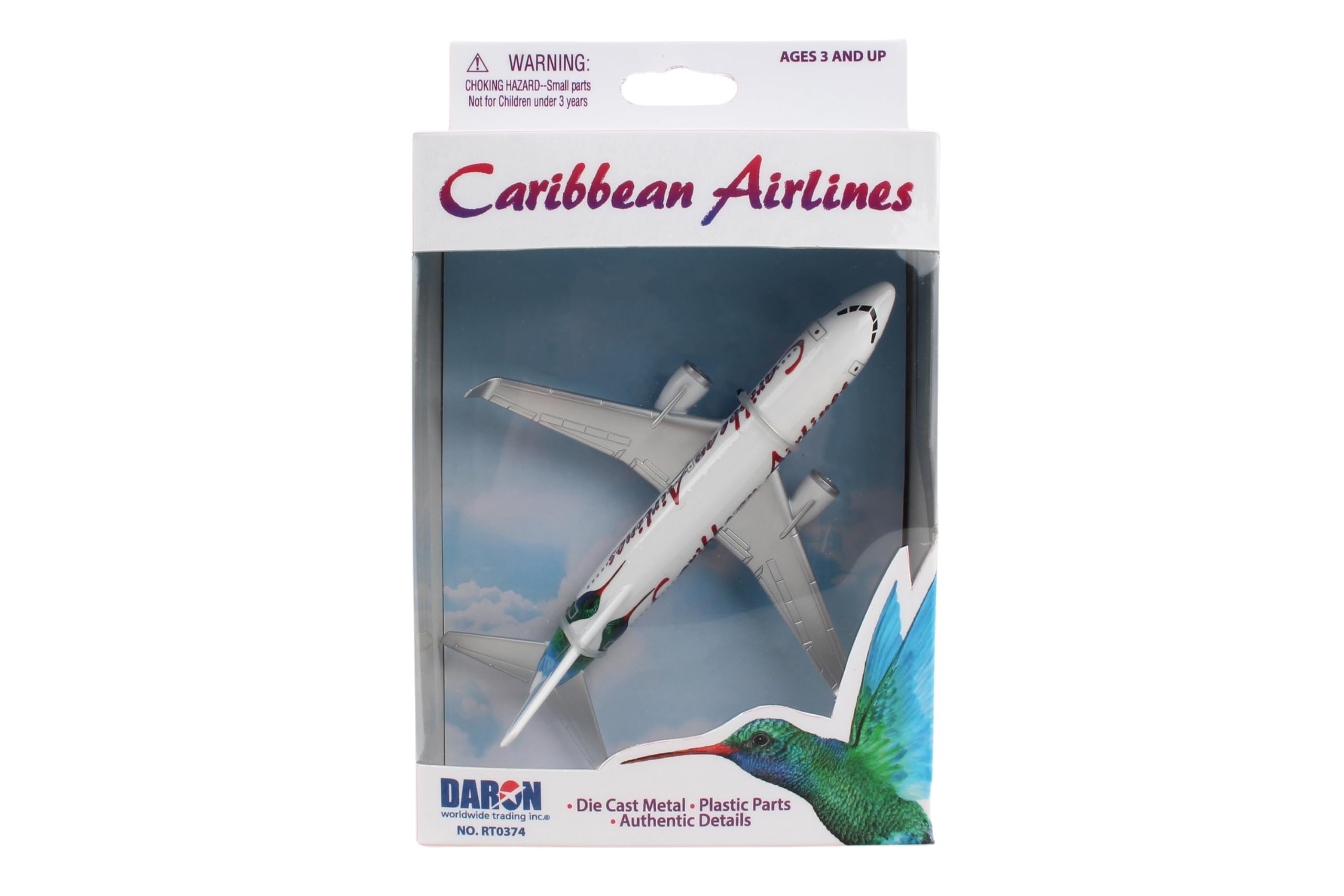 Daron Toy Airplane – Caribean 737 – Die-Cast Metal Model Airplane Toy with Plastic Parts for Kids Ages 3+