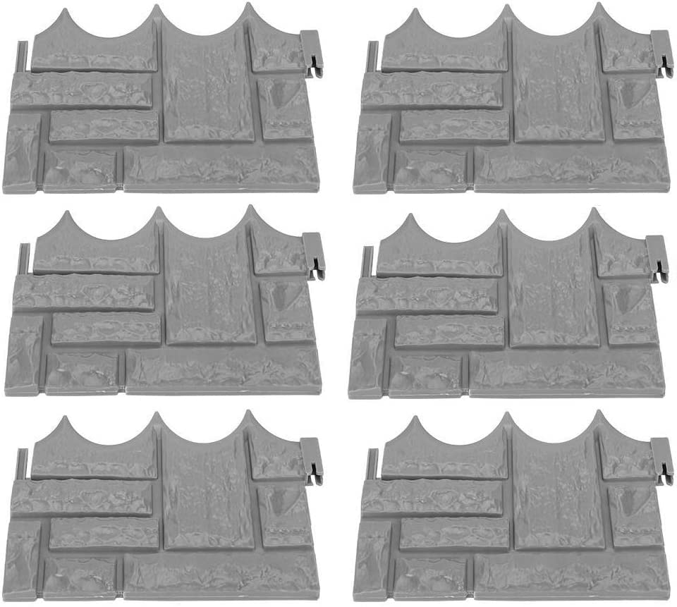 6pcs Brick Garden Edging, Grey Stone Brick Effect Lawn Fence Plant Bordering, Plastic Flower Bed Grass Border Landscape Edging, 26x23cm