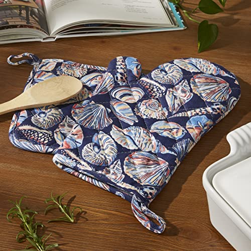 Vera Bradley Women's Cotton Pot Holder & Oven Mitt Set, Morning Shells, One Size