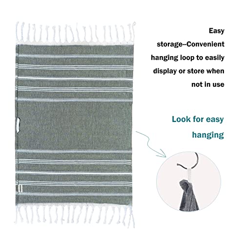 cabanana Cotton Turkish Hand Towel - Set of 2 | Boho Kitchen Tea Towels, 30 x 20 Inches Thin Decorative Bathroom Towel (Black)