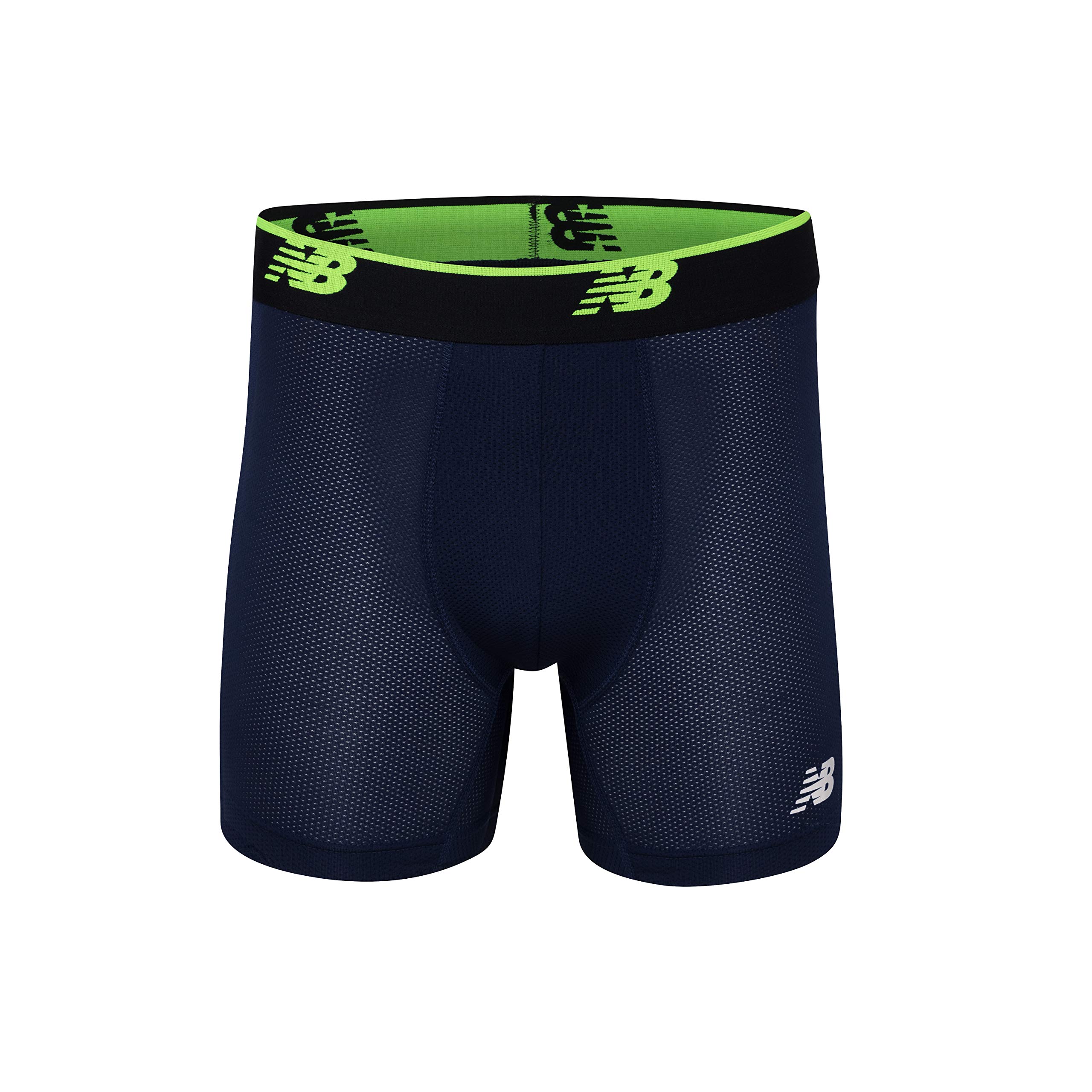 New Balance Men's Standard Mesh 5" with Fly Boxer Brief (4-Pack), Black(st)/Steel/Pigment(rg)/Black(rg), Medium