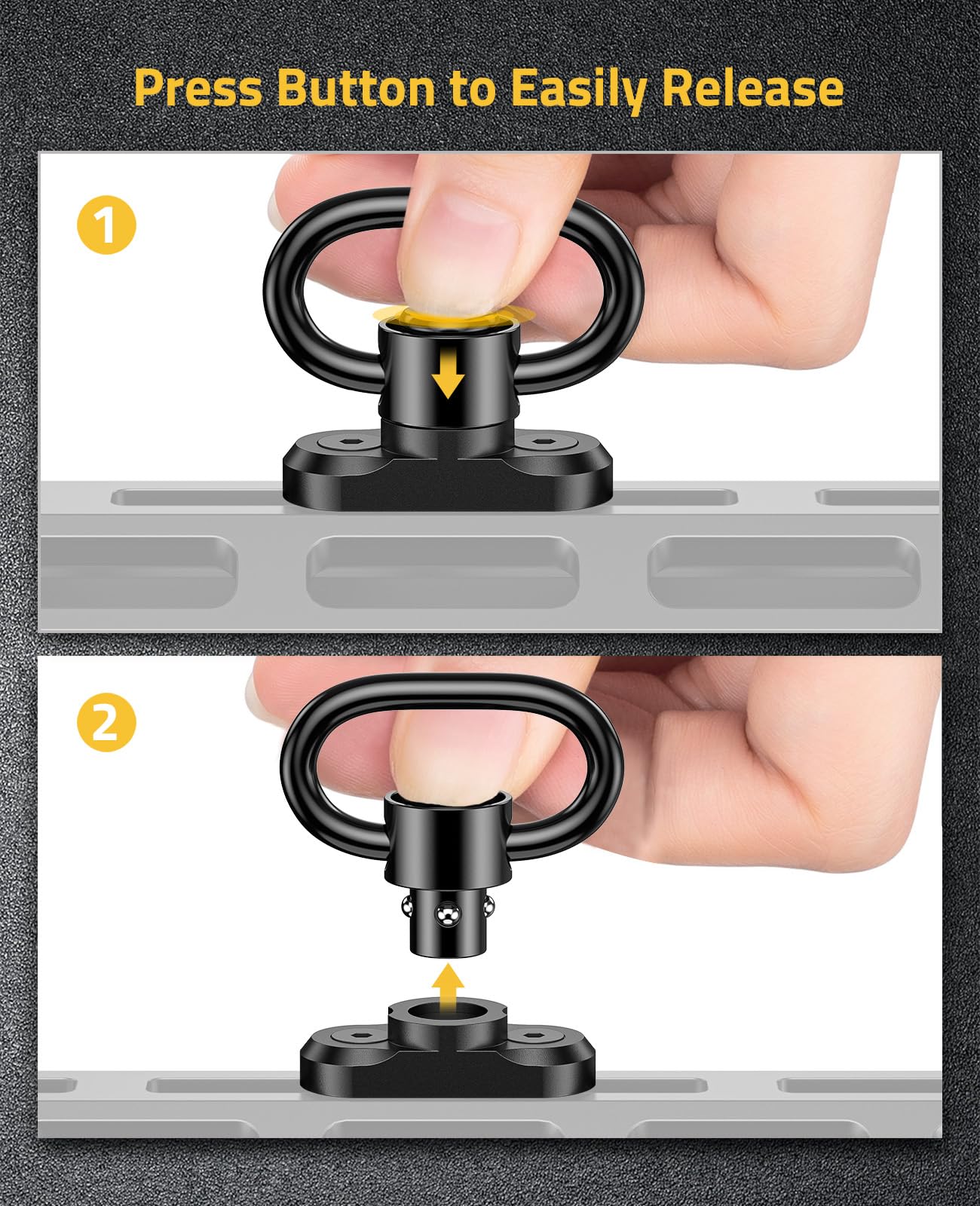 CVLIFE Qd Sling Mount 1.25" Sling Swivel 2-Pack for Two Point Sling (2 Pack 360° Rotation Sling Mount)