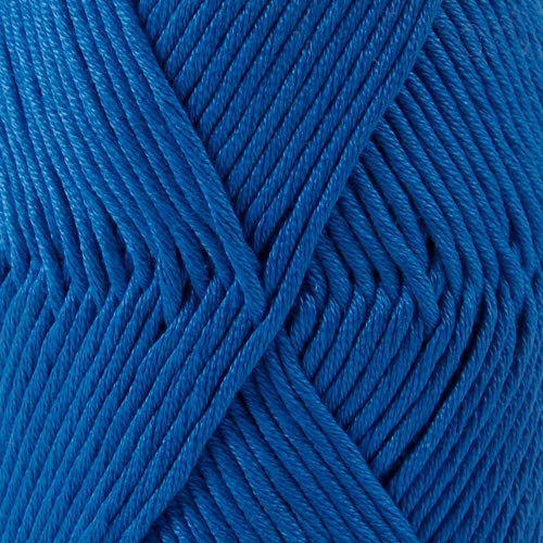 100% Cotton Yarn for Knitting and Crocheting, 3 or Light, DK, Worsted Weight, Drops Muskat, 1.8 oz 109 Yards per Ball (15 Royal Blue)