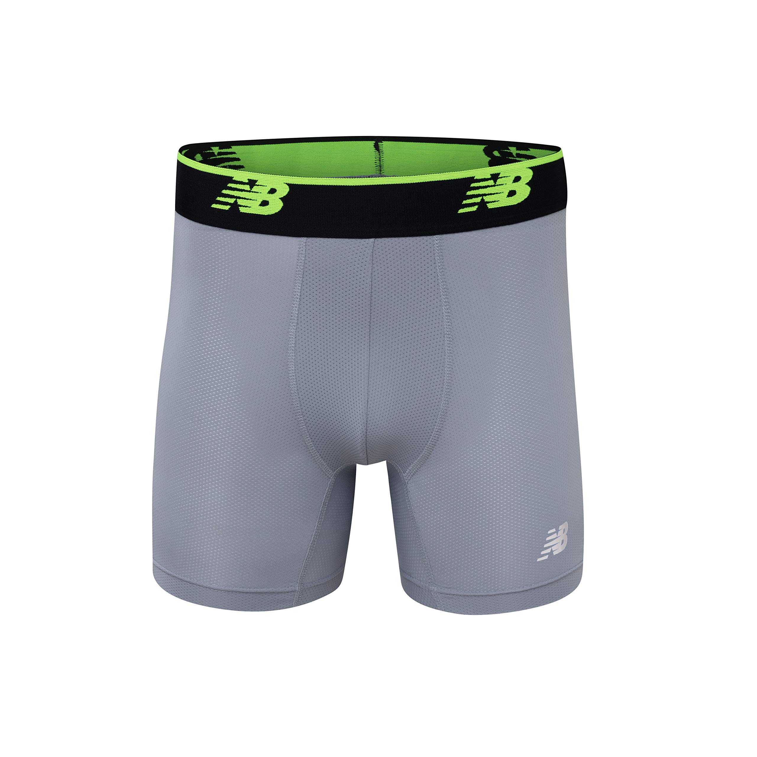 New Balance Men's Standard Mesh 5" with Fly Boxer Brief (4-Pack), Black(st)/Steel/Pigment(rg)/Black(rg), Medium