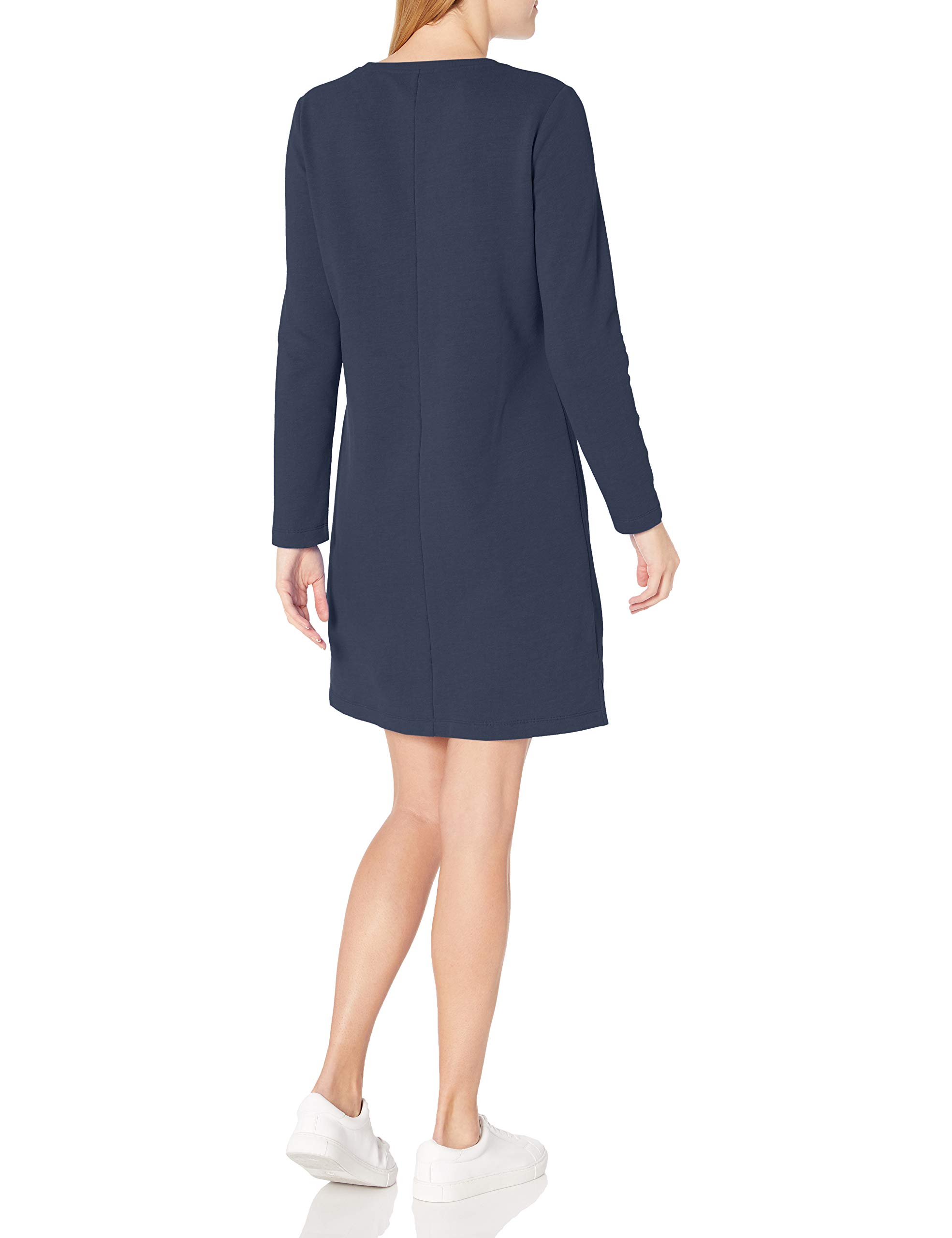 Amazon Essentials Women's Crewneck Long-Sleeve Fleece Above-The-Knee Dress, Navy, Medium