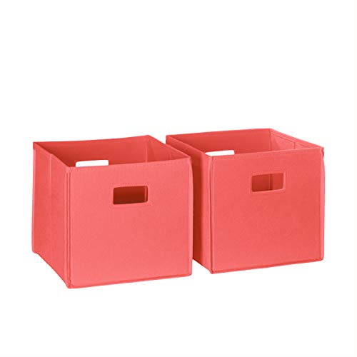 RiverRidge Folding Storage Bins with Handles Coral Cube Storage Organizer for Closet, Bedroom & Playroom - Closet Organizers and Storage Set of 2