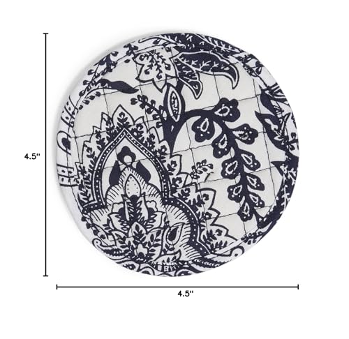 Vera Bradley Women's Cotton Coasters Set of 4, Java Navy & White - Recycled Cotton, One Size