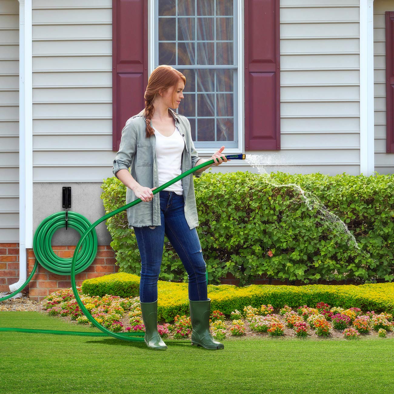 Sorbus Garden Hose Holder Hook, Wall Mounted Hose Reel Water Hose Storage Hanger, Great for Garden, Lawn, Yard, Wrought Iron (Black)
