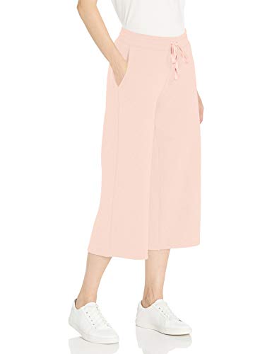 Amazon Essentials Women's French Terry Fleece Wide-Leg Crop Sweatpant, Light Pink, Large
