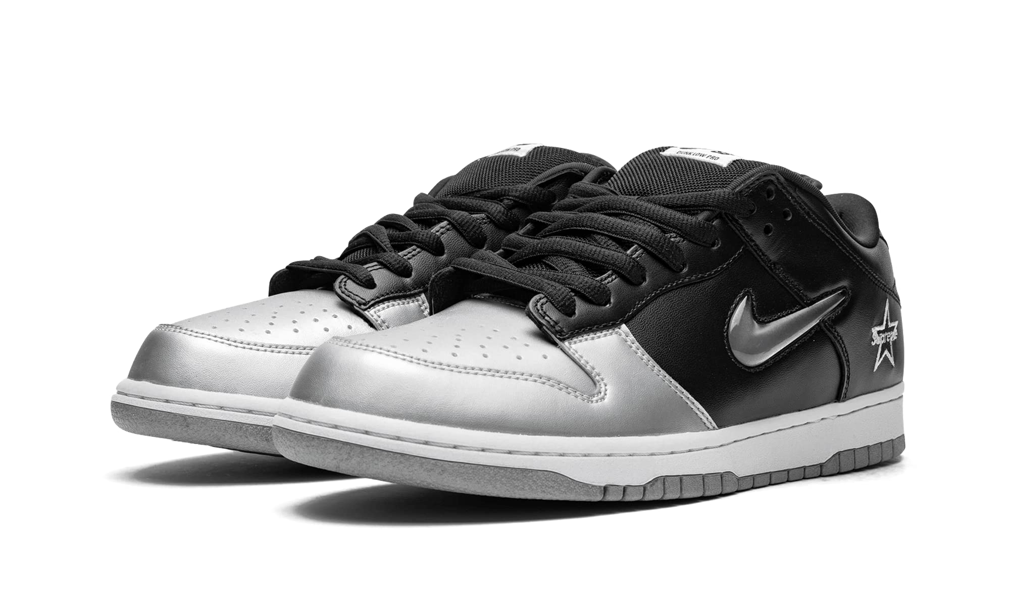 Nike Mens SB Dunk Low OG QS CK3480 001 Supreme - Jewel Swoosh Silver/Black - Size 9.5