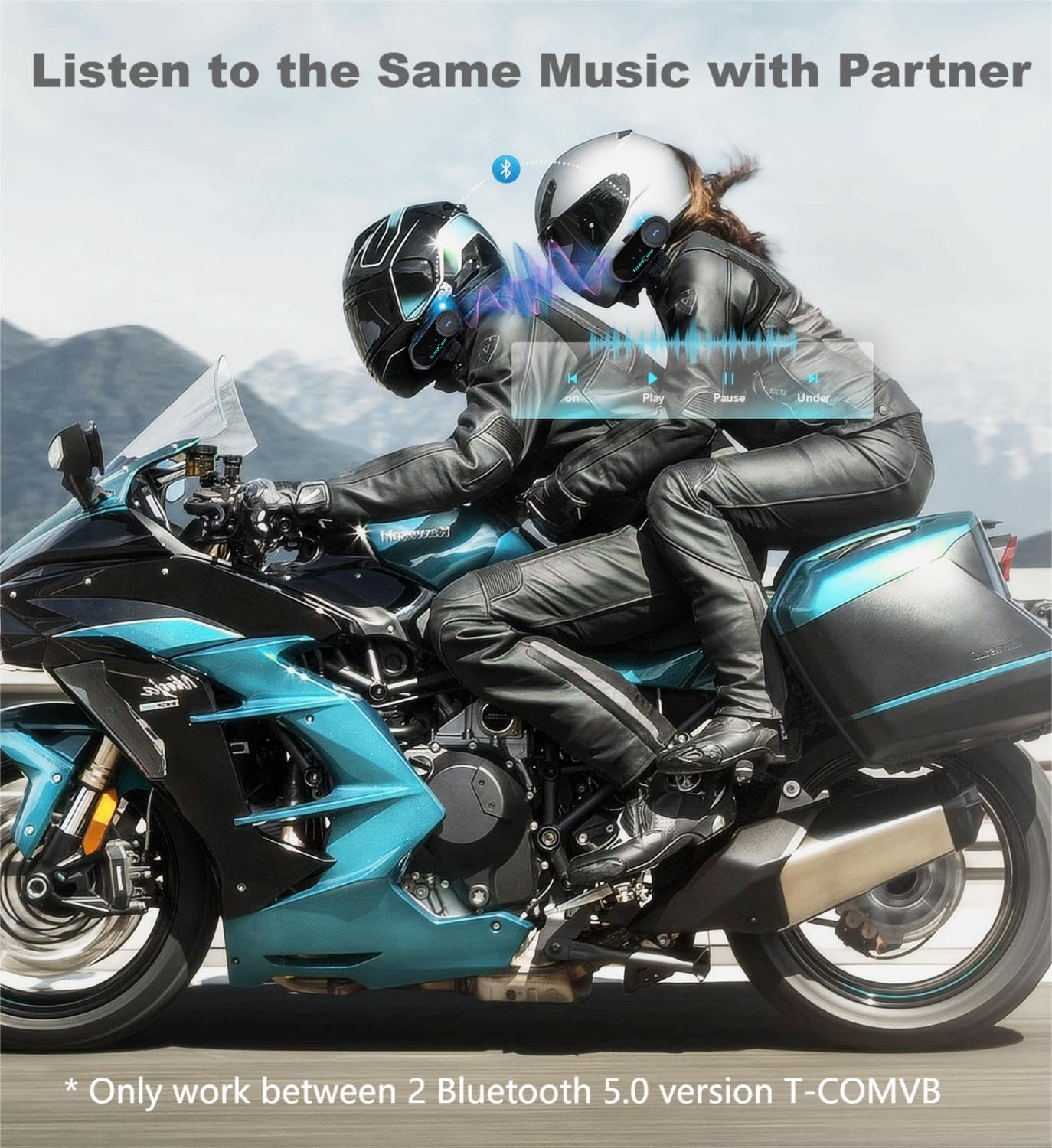 FreedConn Motorcycle Communication System Bluetooth 5.0 T-COMVB Music Sharing Helmet Bluetooth Headset for Motorbike Skiing 2~3 Riders Pairing/ 800M Intercom 1 Pack Changeable Hard & Soft Mic