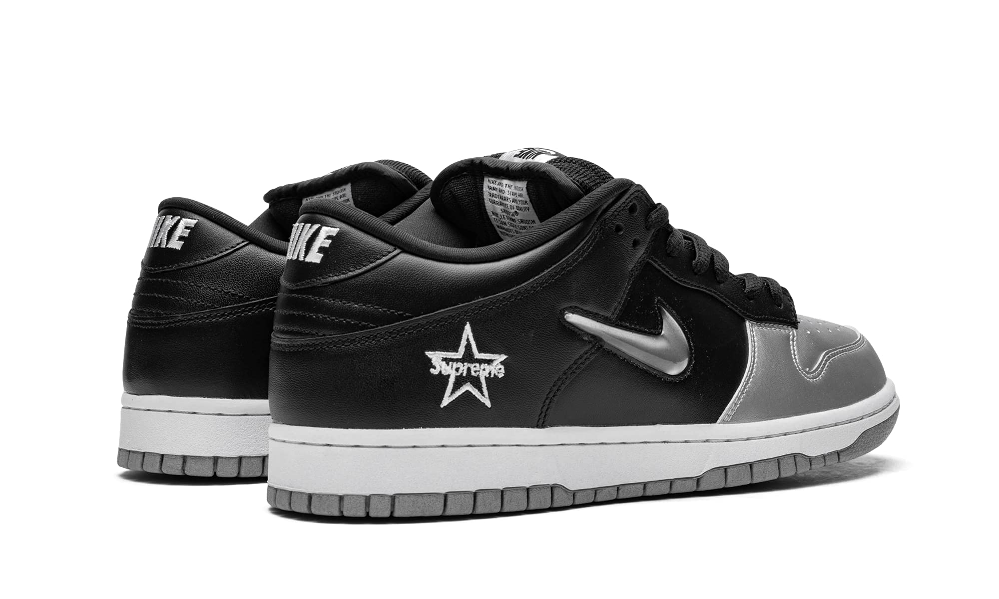 Nike Mens SB Dunk Low OG QS CK3480 001 Supreme - Jewel Swoosh Silver/Black - Size 9.5