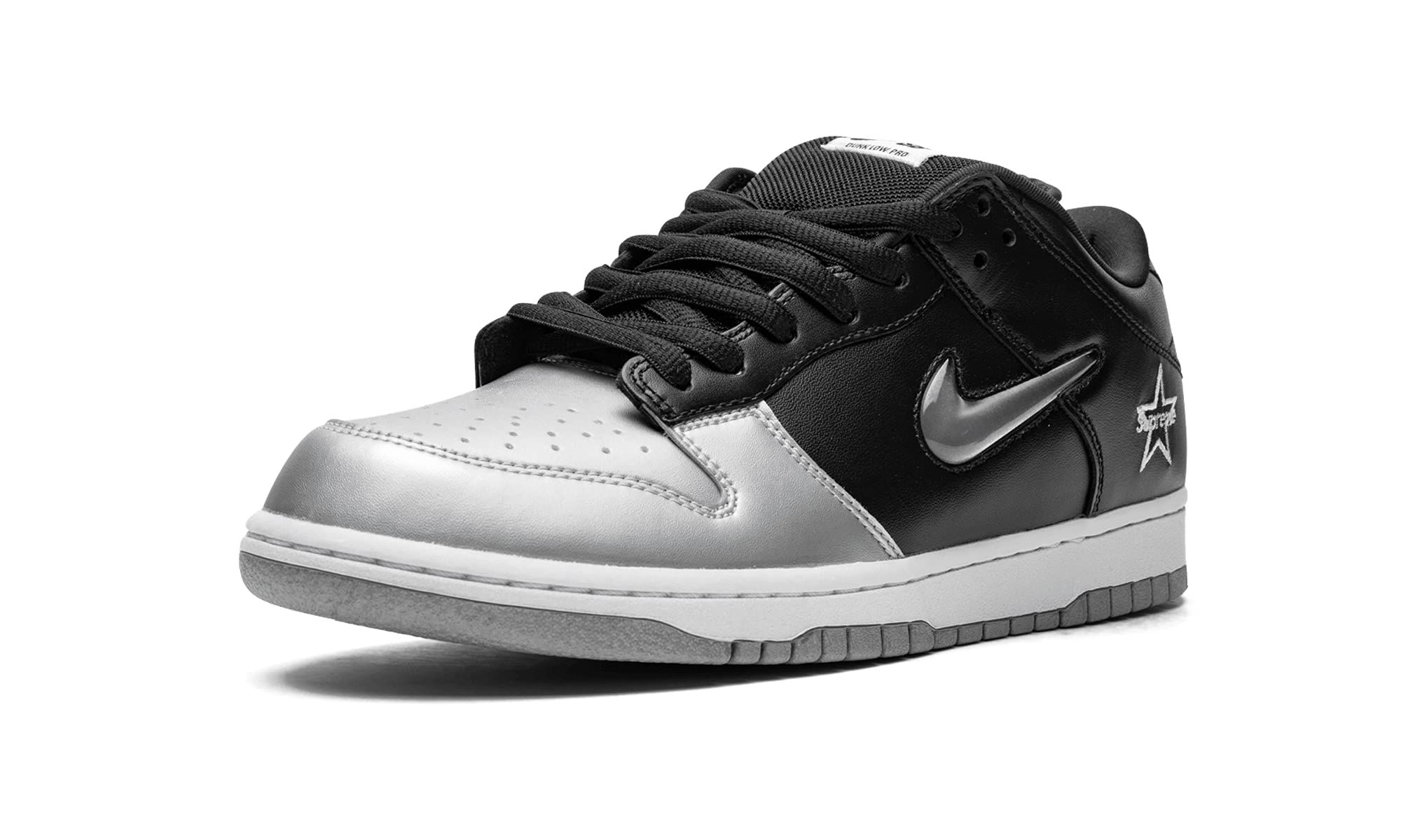 Nike Mens SB Dunk Low OG QS CK3480 001 Supreme - Jewel Swoosh Silver/Black - Size 9.5