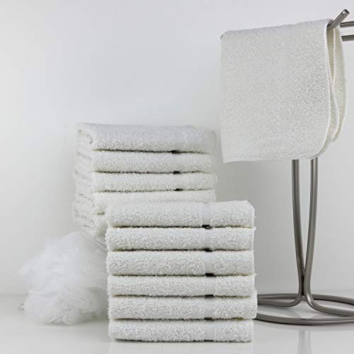 1888 Mills Durability Bleach Safe, Microfiber Alternative, 24-Piece Utility Washcloth Set-White
