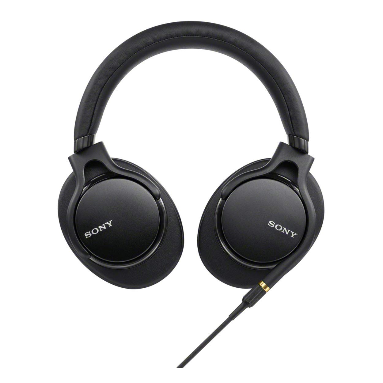 Sony MDR1AM2/B Premium Hi-Res Stereo Headphones with Heavy Bass Beat (Black) with Hardshell Protective Headphone Case and Brushed Aluminum Headphone Stand Bundle (3 Items)