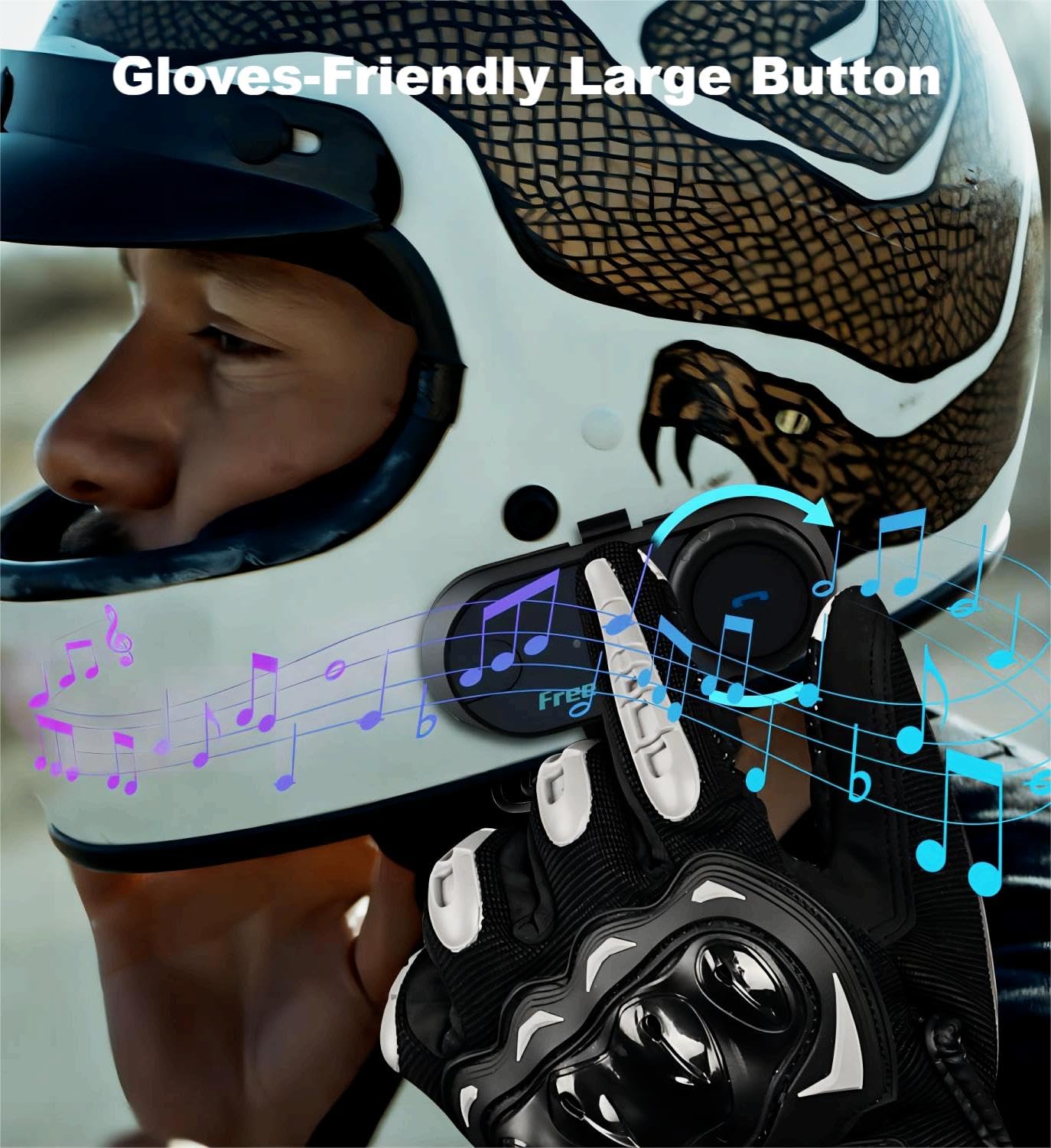 FreedConn Motorcycle Communication System Bluetooth 5.0 T-COMVB Music Sharing Helmet Bluetooth Headset for Motorbike Skiing 2~3 Riders Pairing/ 800M Intercom 1 Pack Changeable Hard & Soft Mic