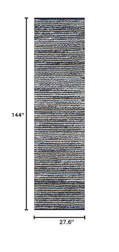 SAFAVIEH Cape Cod Collection Runner Rug - 2'3" x 12', Blue & Natural, Handmade Flat Weave Braided Jute & Cotton, Ideal for High Traffic Areas in Living Room, Bedroom (CAP363A)