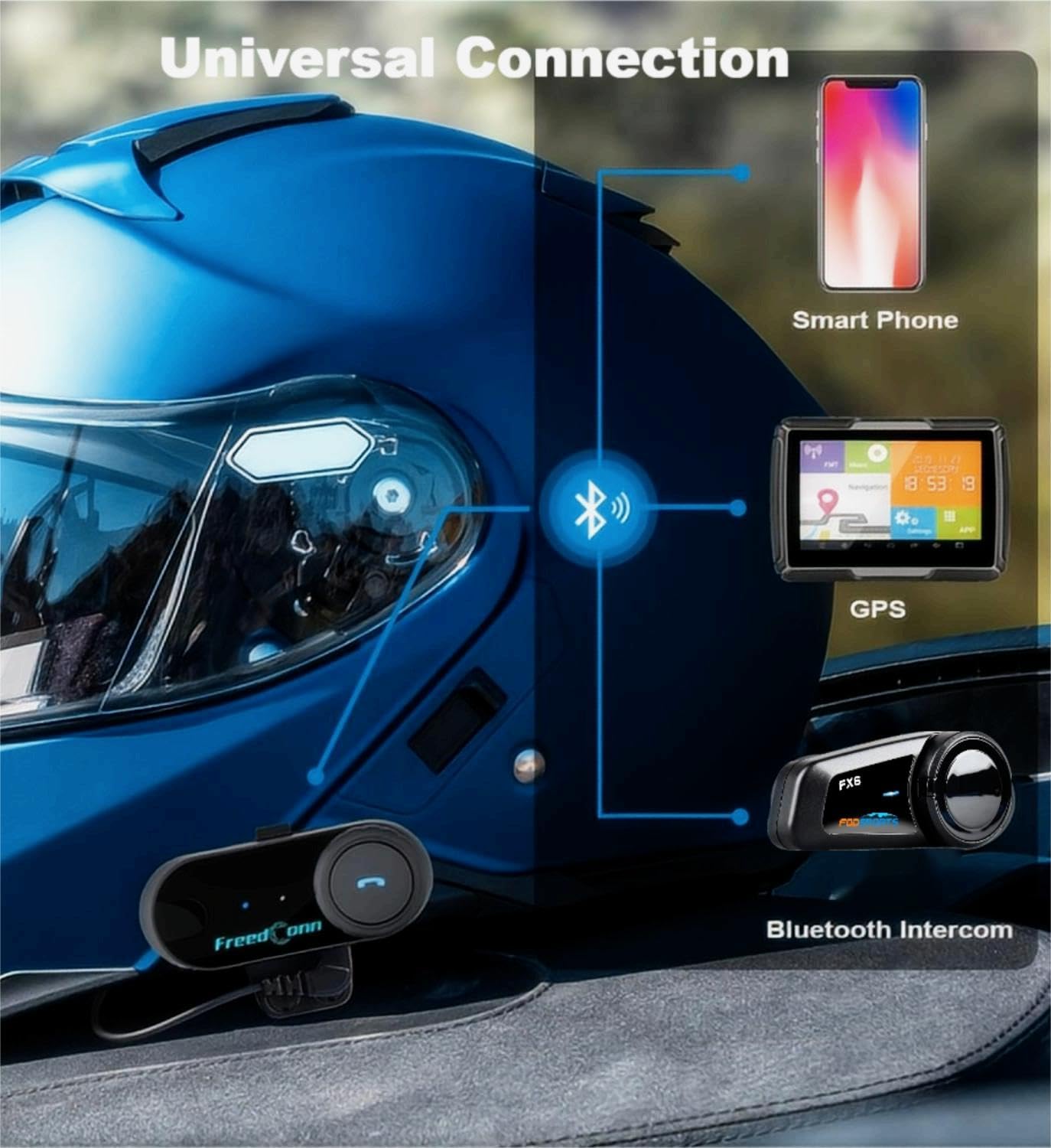 FreedConn Motorcycle Communication System Bluetooth 5.0 T-COMVB Music Sharing Helmet Bluetooth Headset for Motorbike Skiing 2~3 Riders Pairing/ 800M Intercom 1 Pack Changeable Hard & Soft Mic