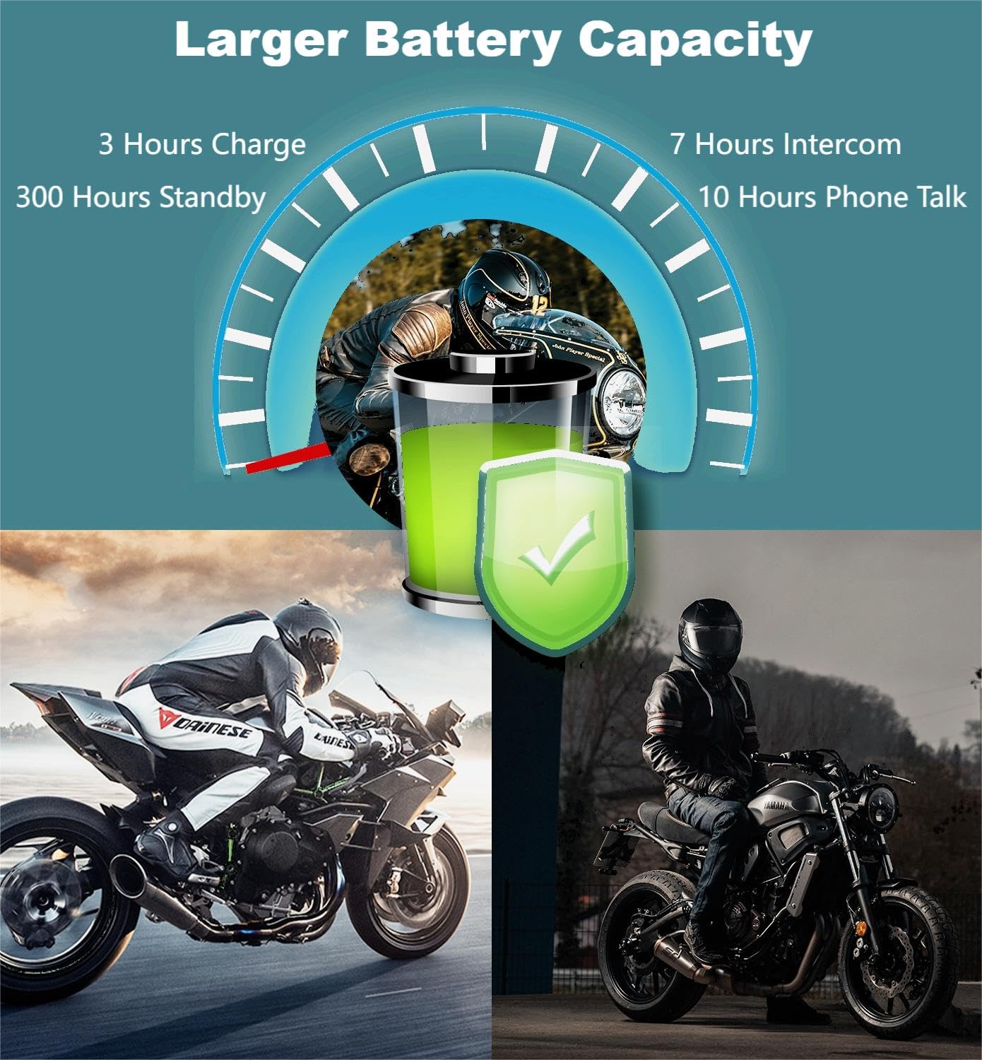 FreedConn Motorcycle Communication System Bluetooth 5.0 T-COMVB Music Sharing Helmet Bluetooth Headset for Motorbike Skiing 2~3 Riders Pairing/ 800M Intercom 1 Pack Changeable Hard & Soft Mic